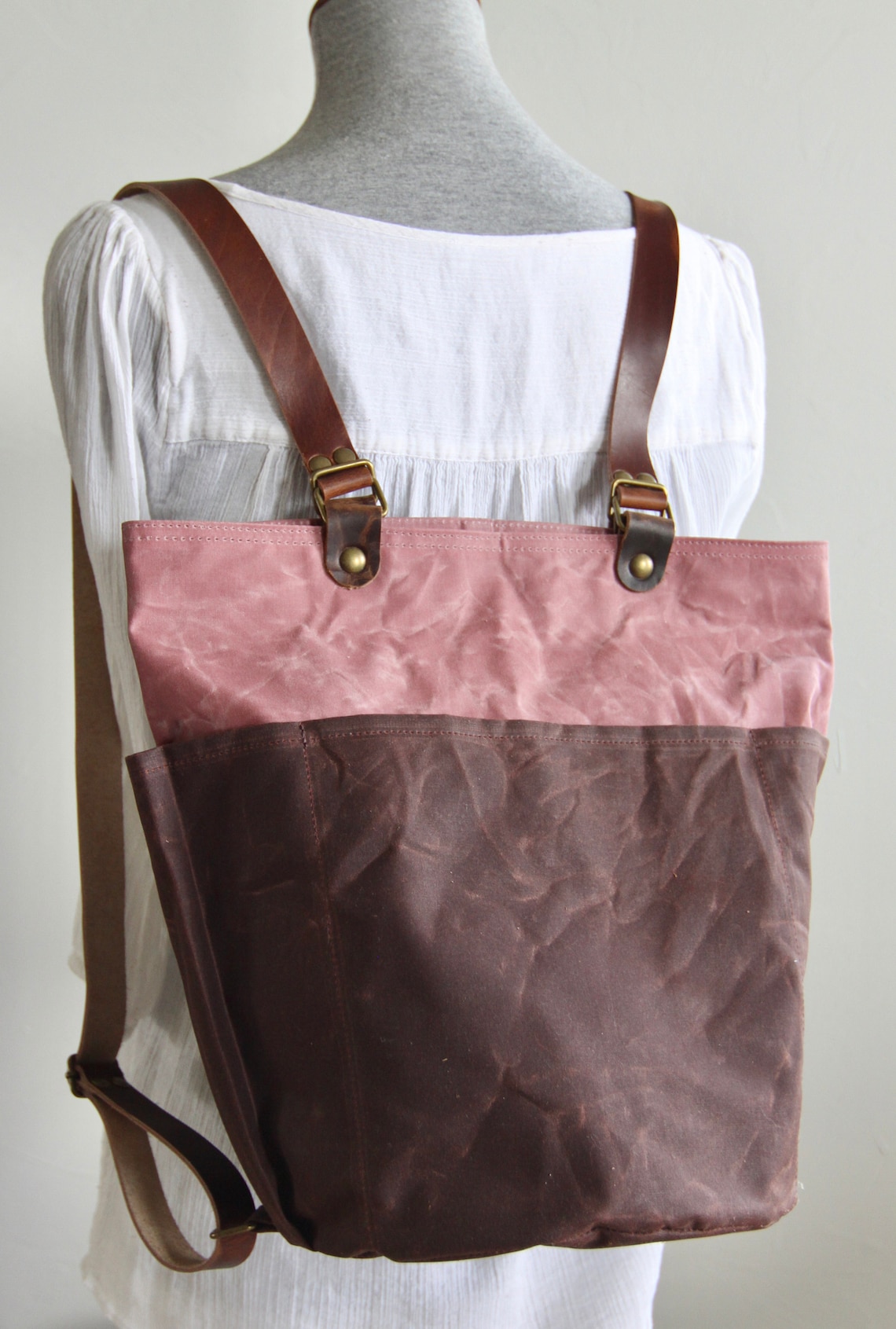 Organic Waxed Canvas Utility Backpack Bucket Bag | Etsy