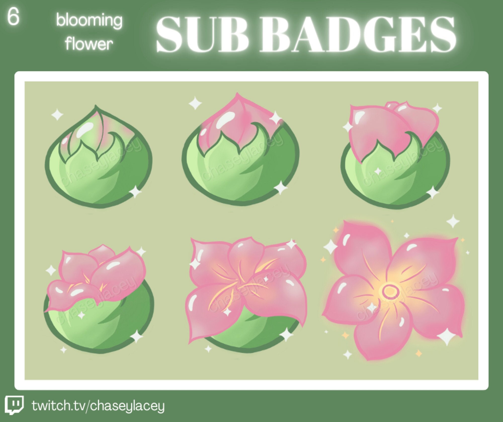 6 Twitch Sub Badges Blooming Flower Sub Badges Twitch - Etsy