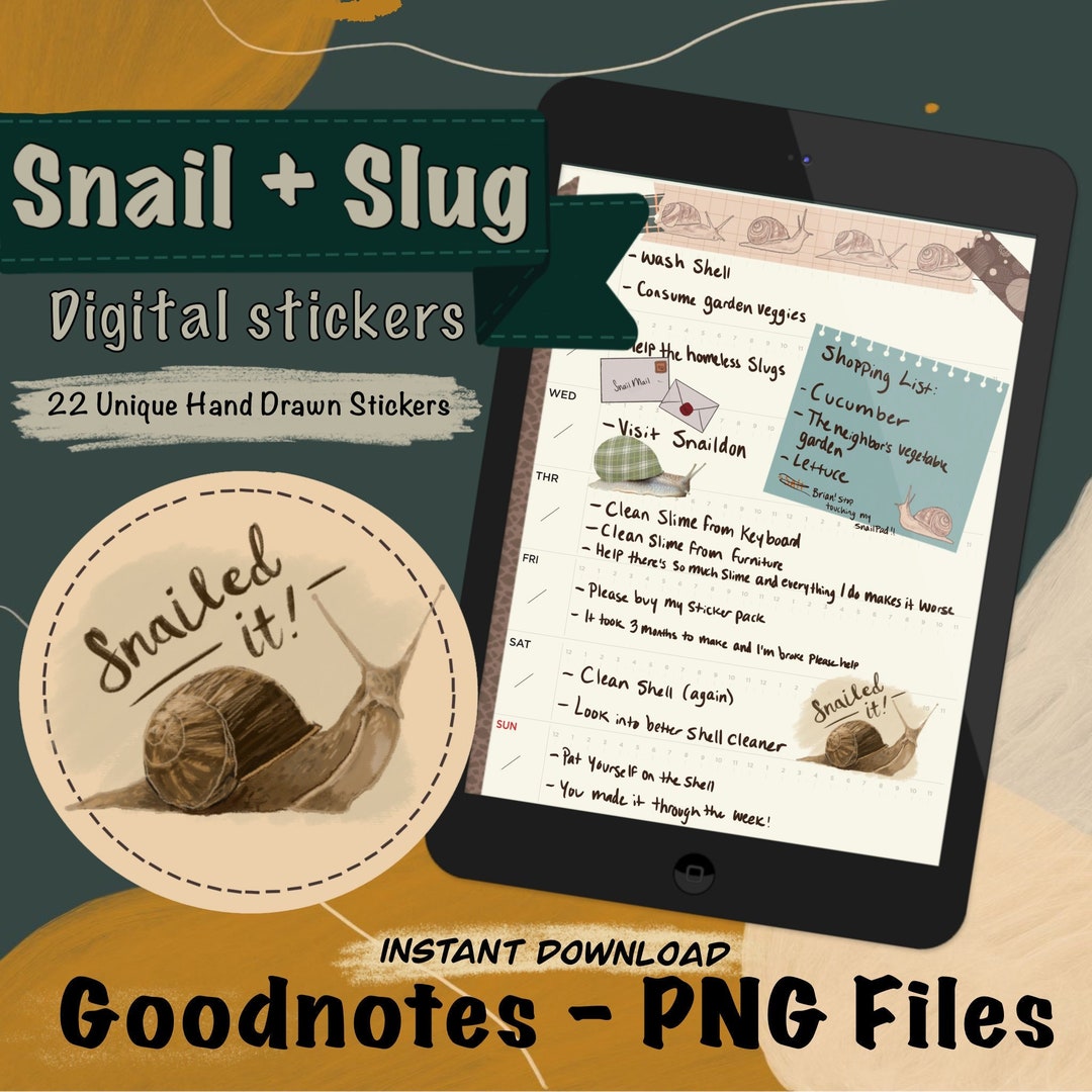 Snail and Slug Themed Digital Planner Stickers - Etsy