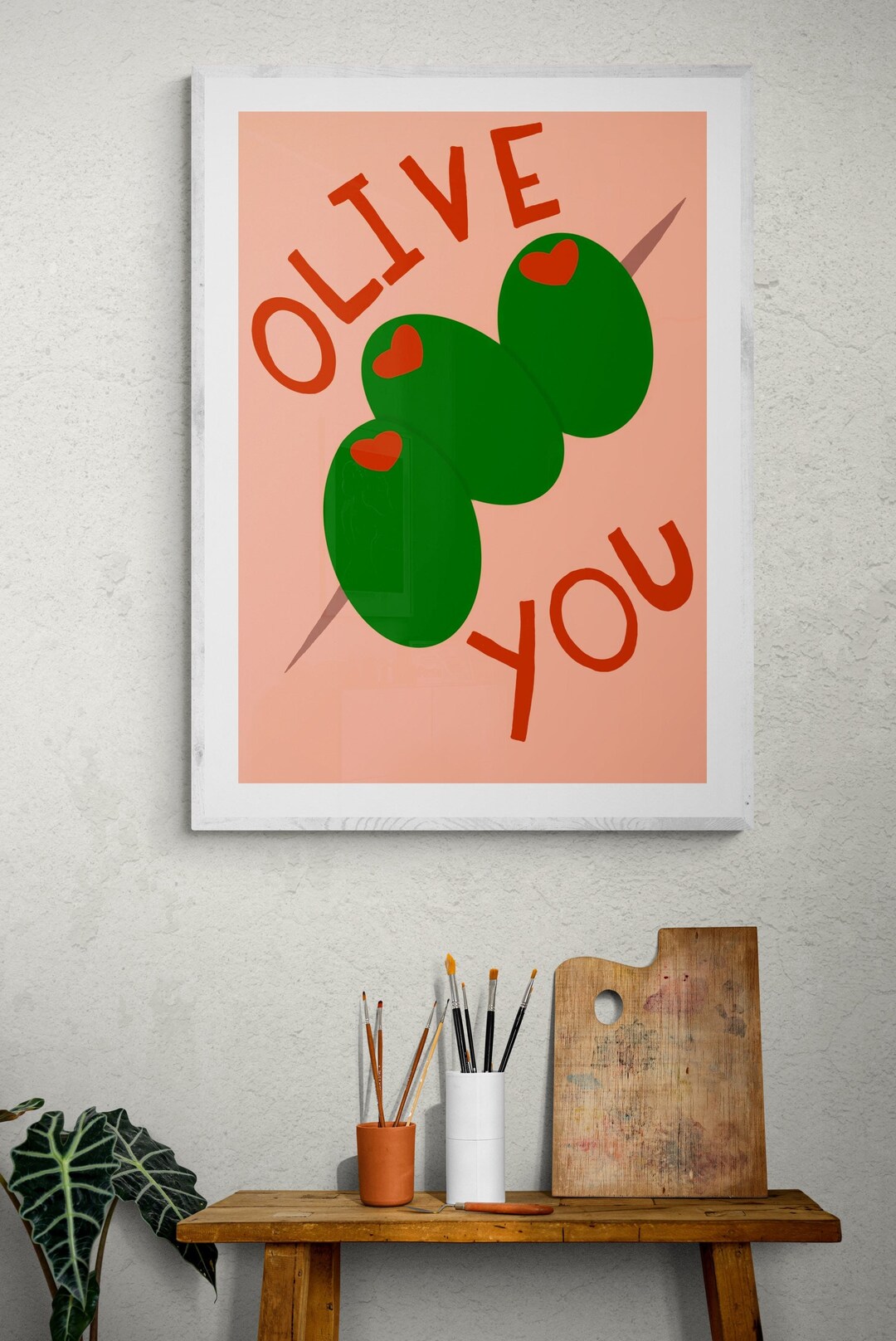 Olive You Print, Living Room Print, Statement Art, Maximalist Kitchen ...
