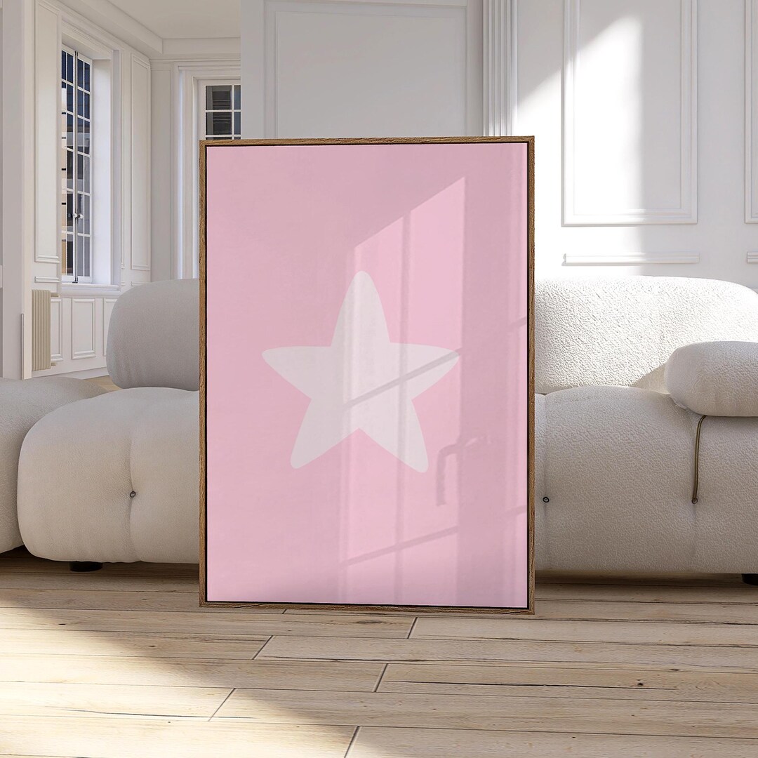 Star Poster, Light Pink Star Print, Retro Print, Minimalist Wall Decor ...