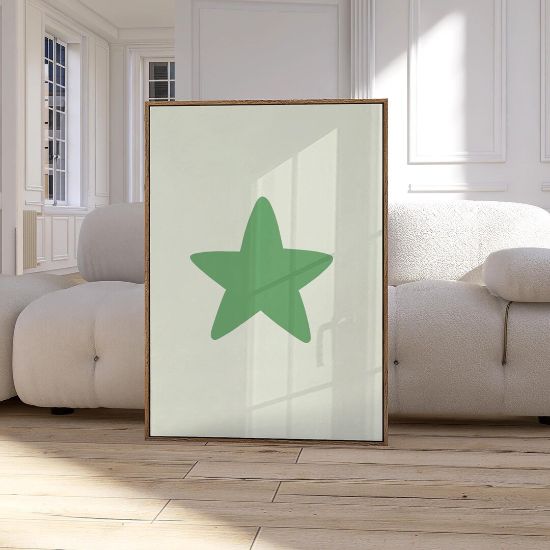 Green Star Print, Sage Minimalist Poster, Trendy Apartment Wall Art ...