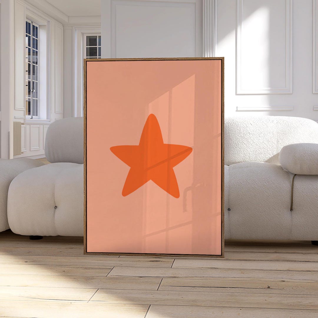 Star Poster, Orange Star Print, Retro Print, Minimalist Wall Decor ...