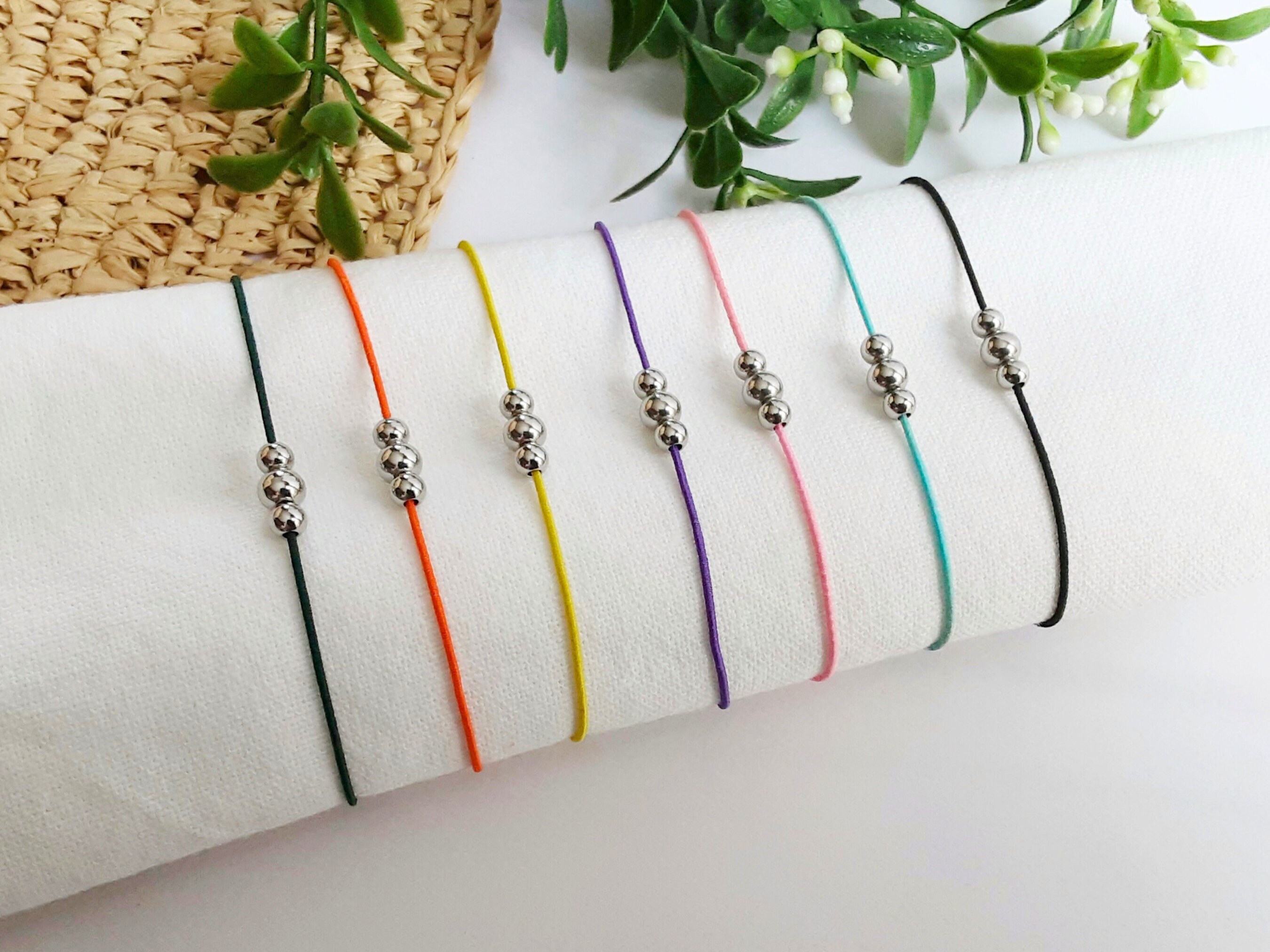 Elastic Cord Bracelet With Sliding Beads Anxiety Snap Bracelet Fidget ...