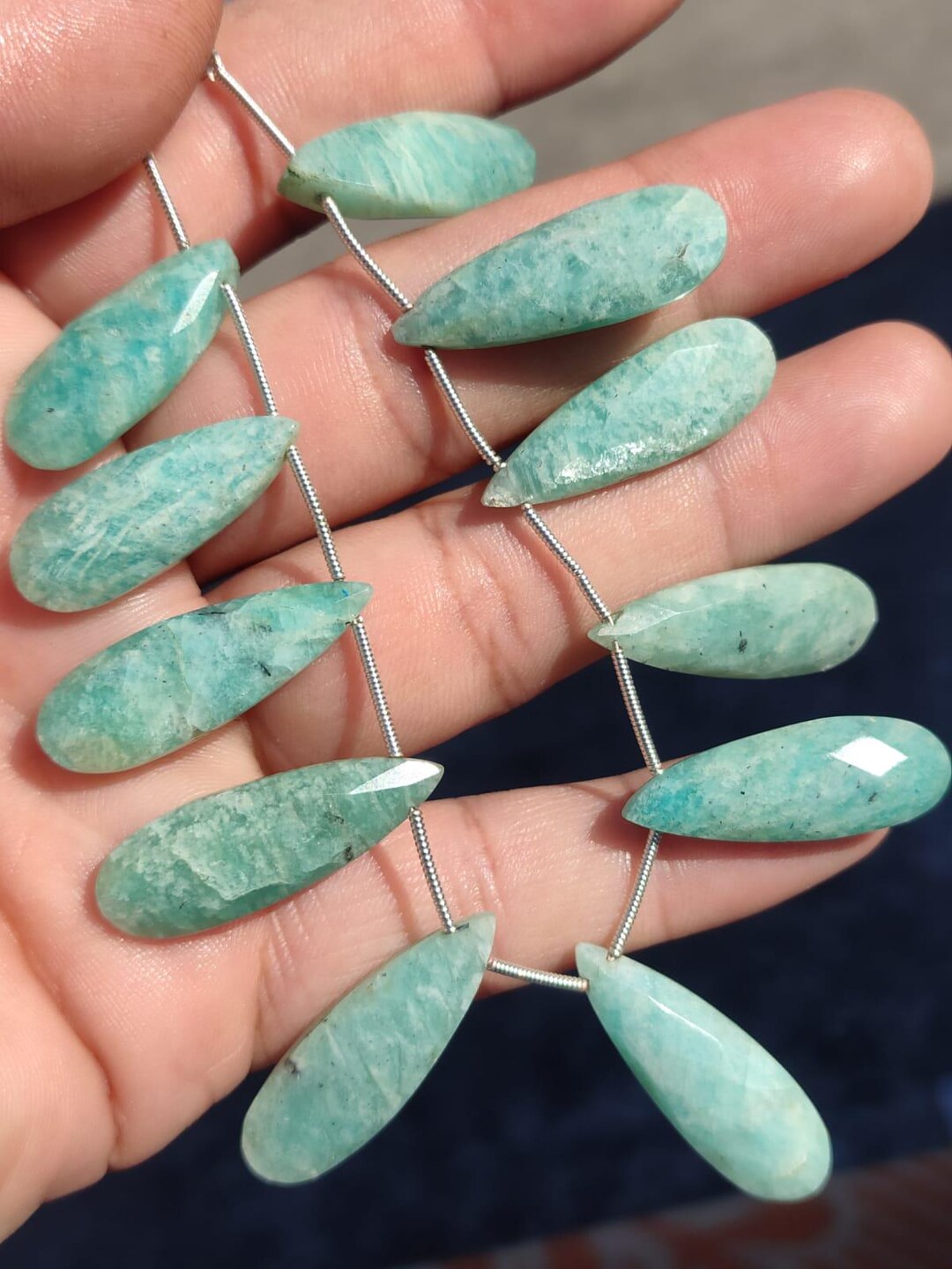AAA Natural Gemstone Faceted Pear Beads | Long Pear/marquise Briolette ...