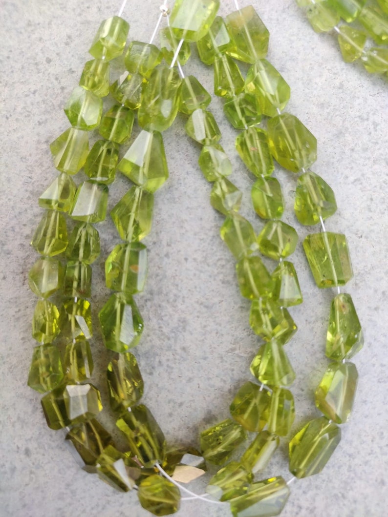 100% Natural Peridot Faceted Nugget Beads | 7
