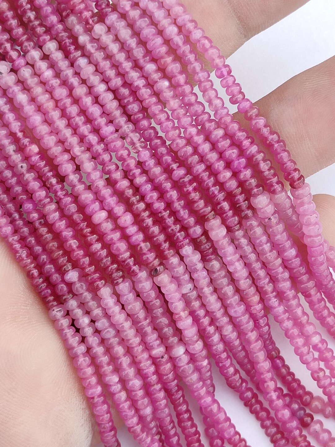 16 Inch Natural Ruby Smooth Rondelle Beads 2.5-3.5 mm Ruby Shaded Beads ...