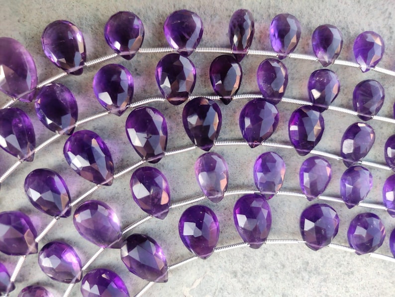 Natural African Amethyst Faceted Pear Beads Side Cut Pear Briolette 17 ...