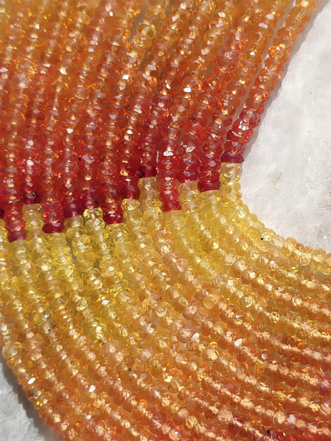 AAA+ Natural Yellow Sapphire Faceted Rondelle Beads | Yellow Sapphire ...