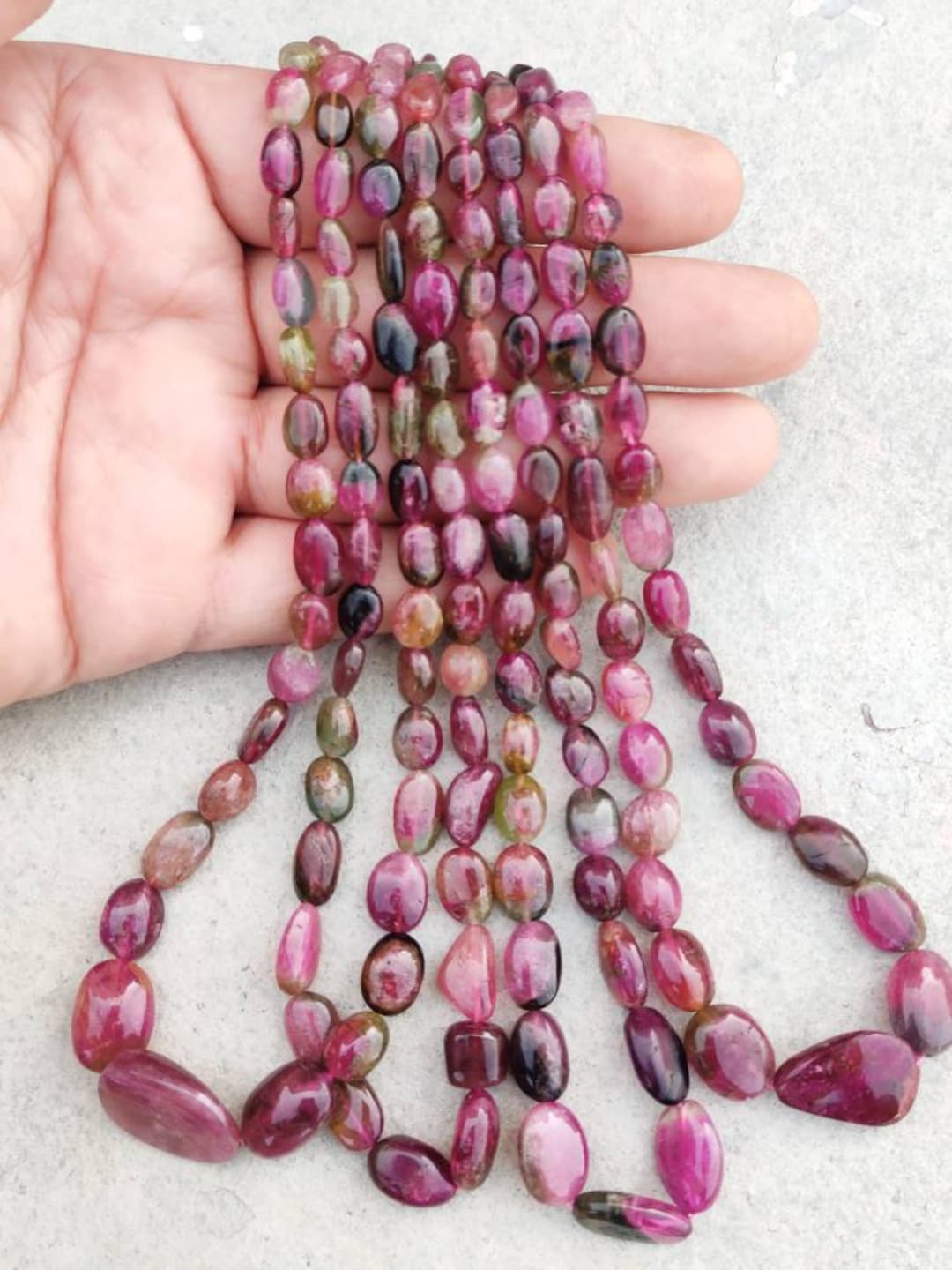 Natural Rare Bio Color Pink Tourmaline Smooth Oval Beads Watermelon ...