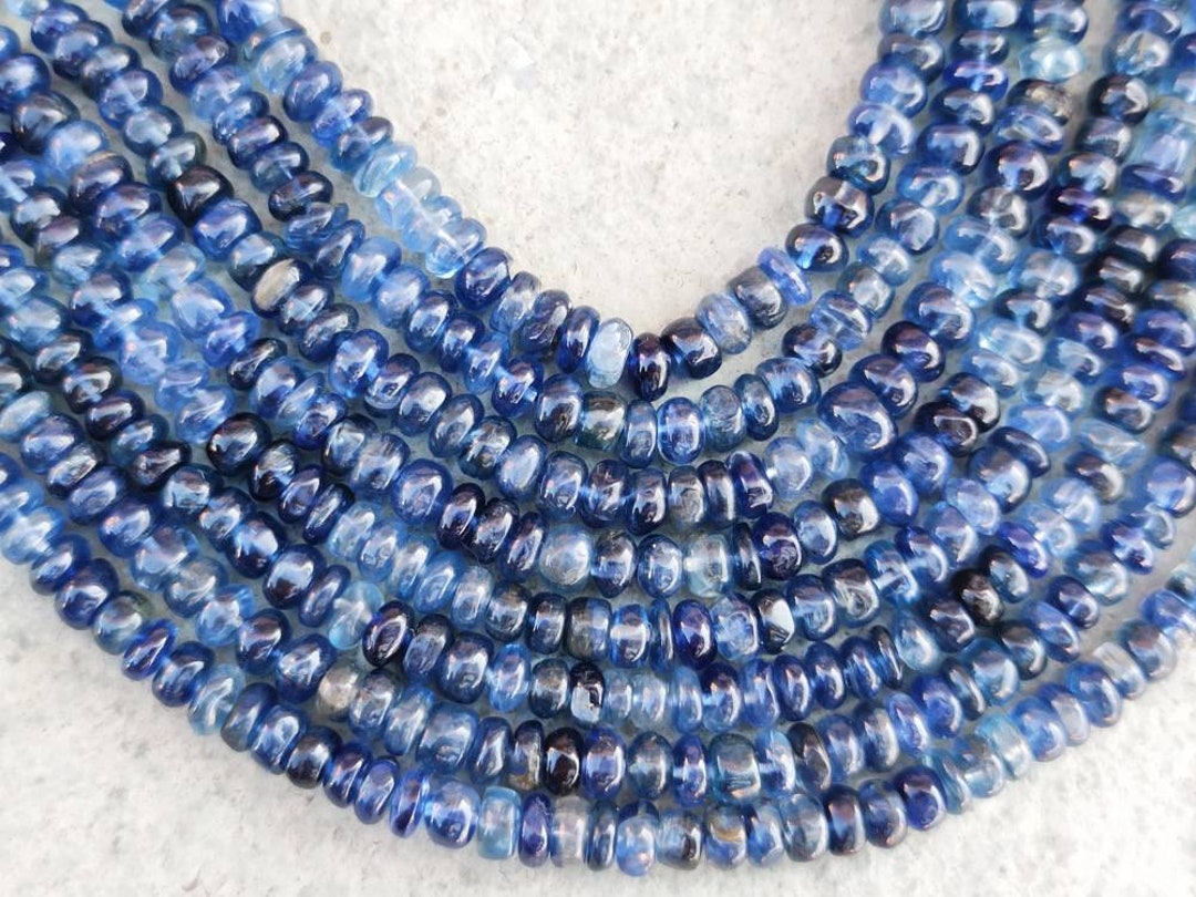 Natural Kyanite Uneven Smooth Rondelle Beads | Kyanite Plain Rondelle ...