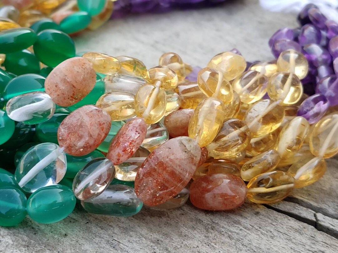 AAA Natural Multi Color Gemstone Oval Shape Smooth Beads | Semiprecious ...