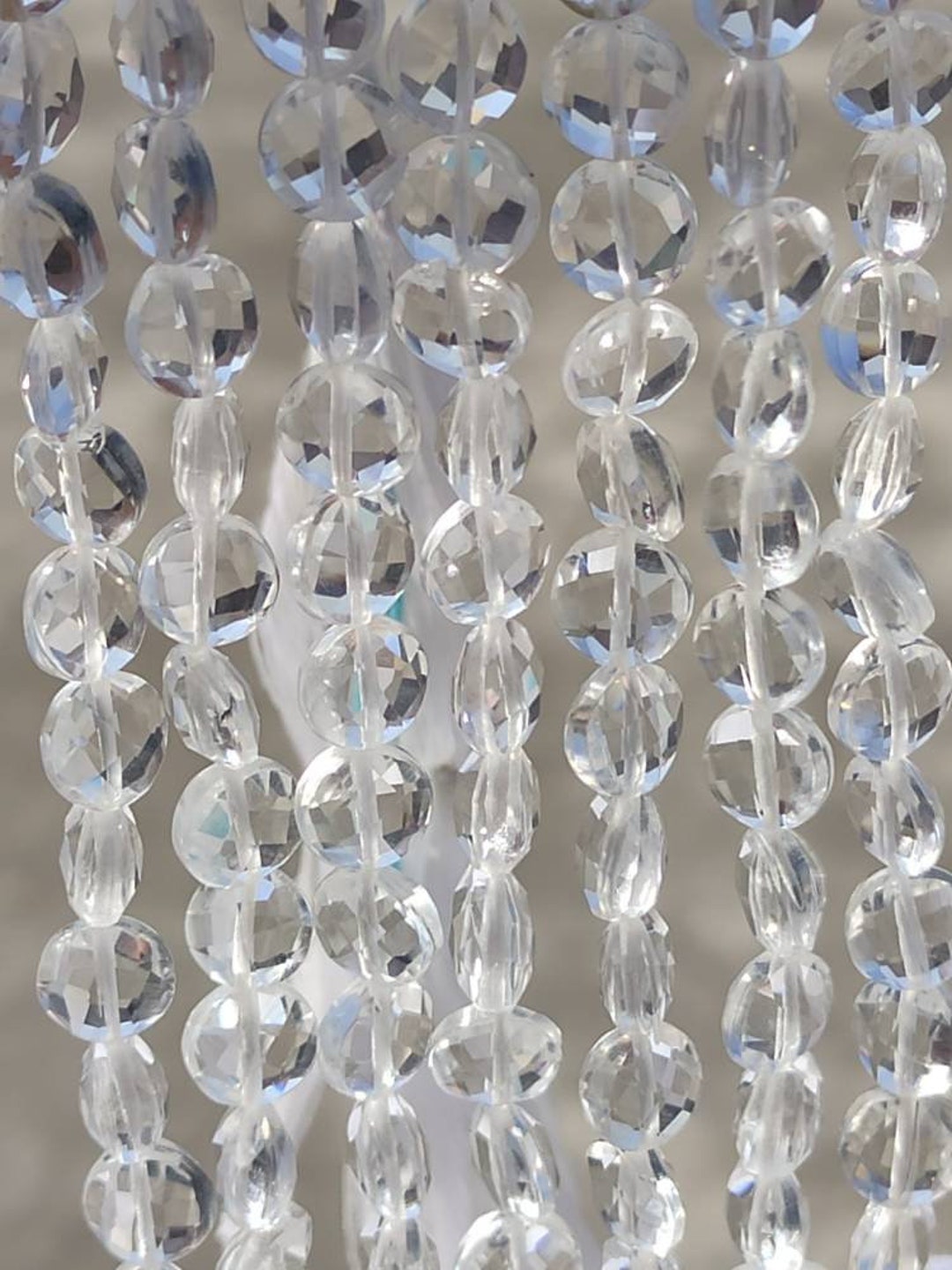 Super Clear Natural AAA Rock Crystal Quartz Faceted Coin Beads | White ...