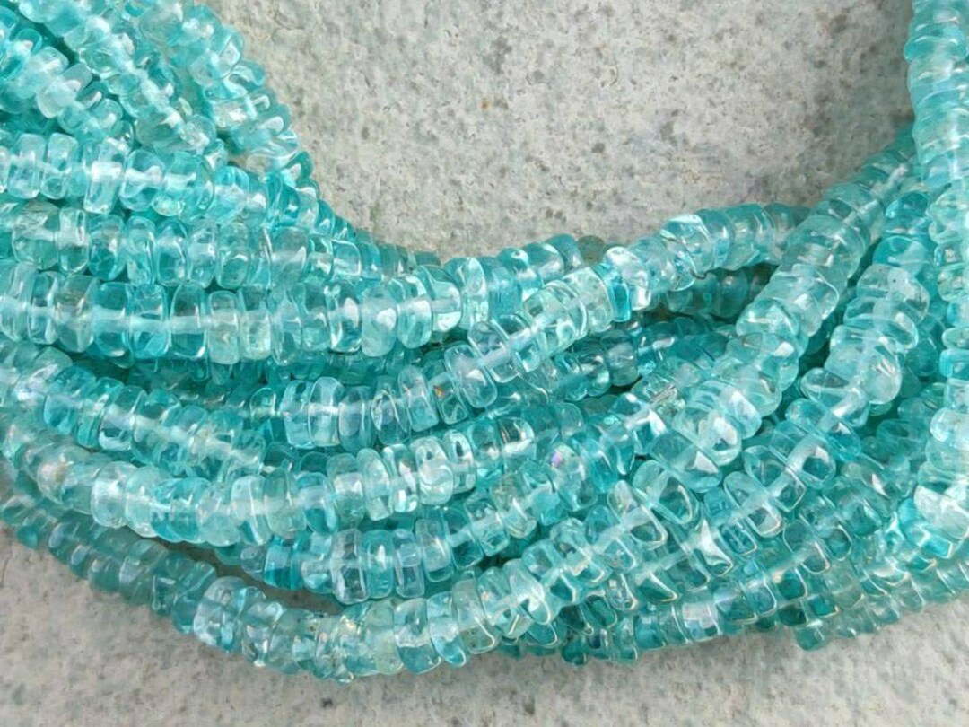 Sky Blue Apatite Smooth Tyre Beads | Wheel Shape Apatite Beads | 4-4.5 ...