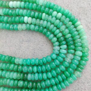 14" Natural Chrysoprase Smooth Rondelle Beads | Green Chrysoprase ...