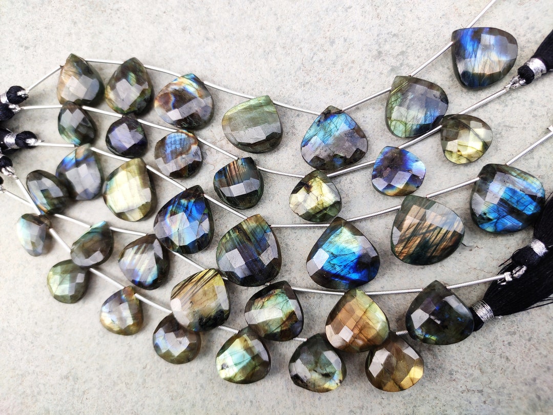 Far Size Labradorite Faceted Heart Shape Beads | Natural Flashy Fire ...