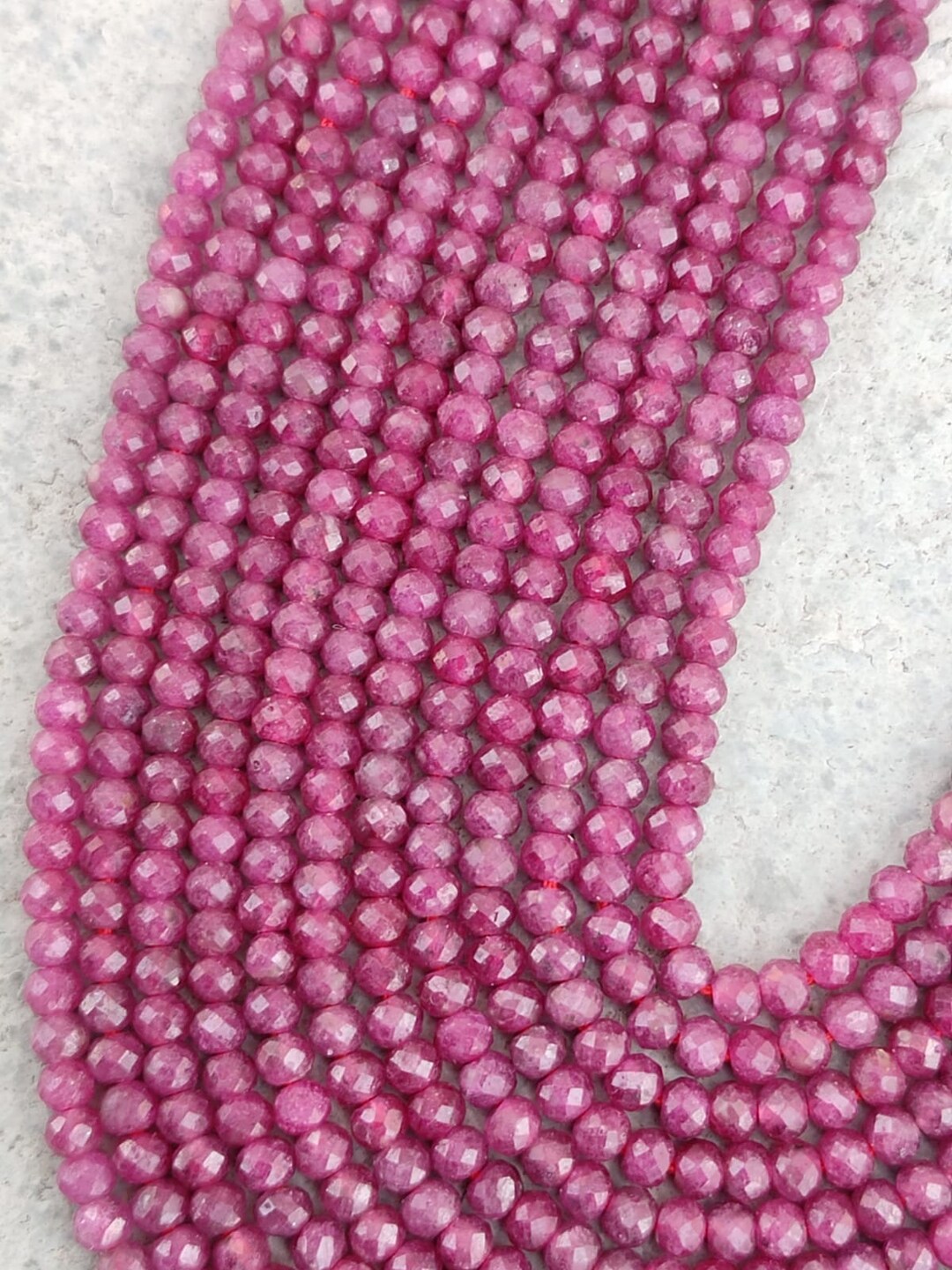 Ruby Faceted Rondelle Beads | Machine Cut 3mm Micro Cut Beads | Ruby ...