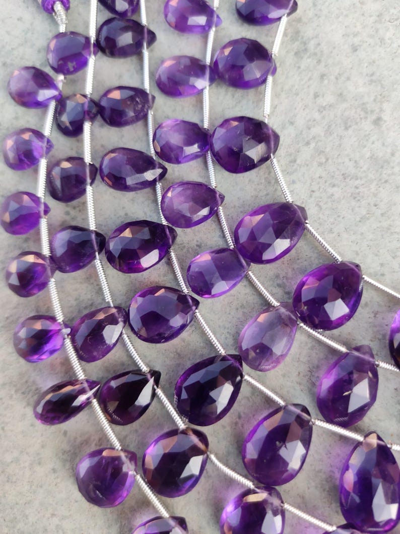 Natural African Amethyst Faceted Pear Beads Side Cut Pear Briolette 17 ...