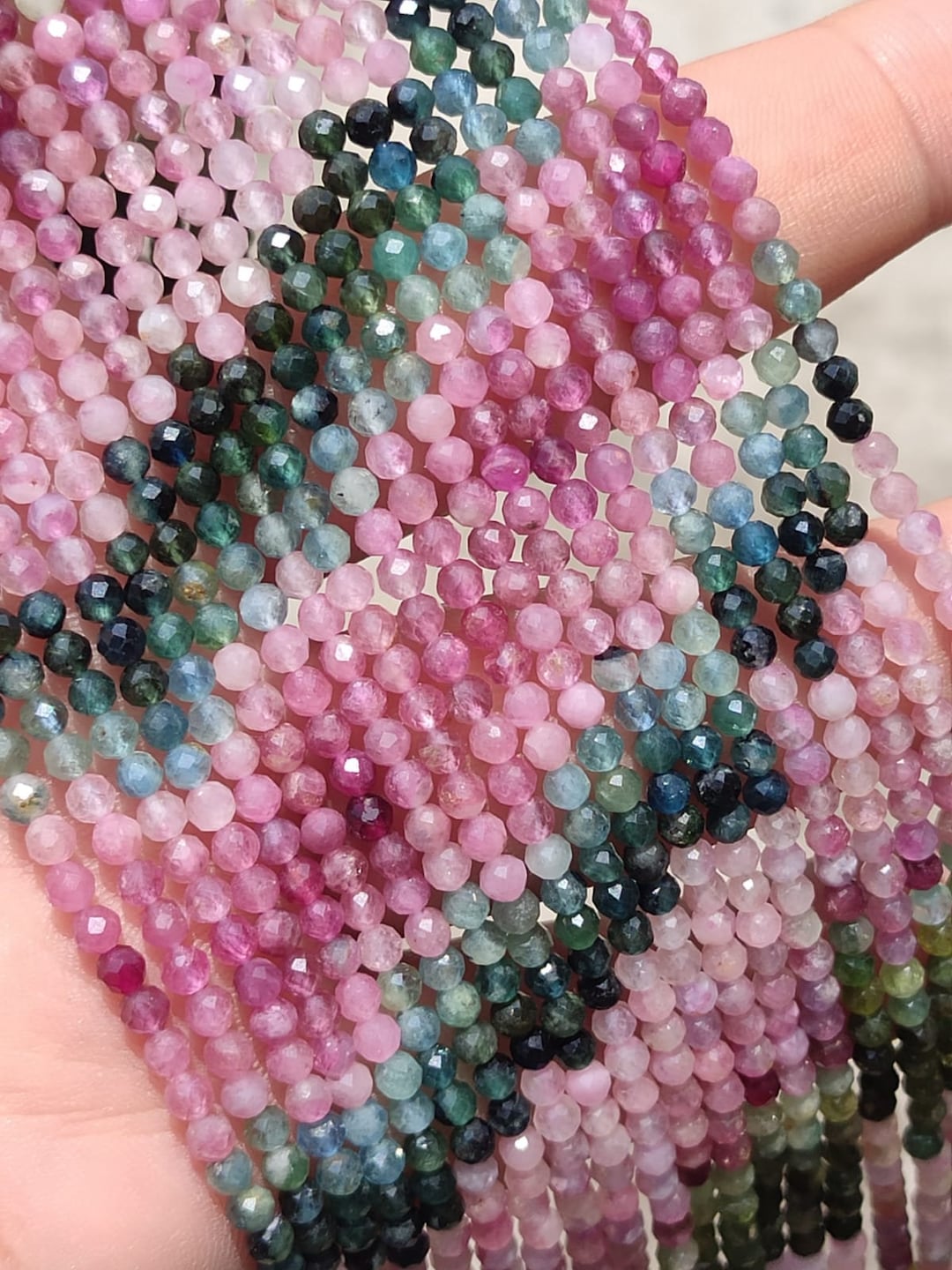 Natural Multi Tourmaline Faceted Rondelle Beads | 13