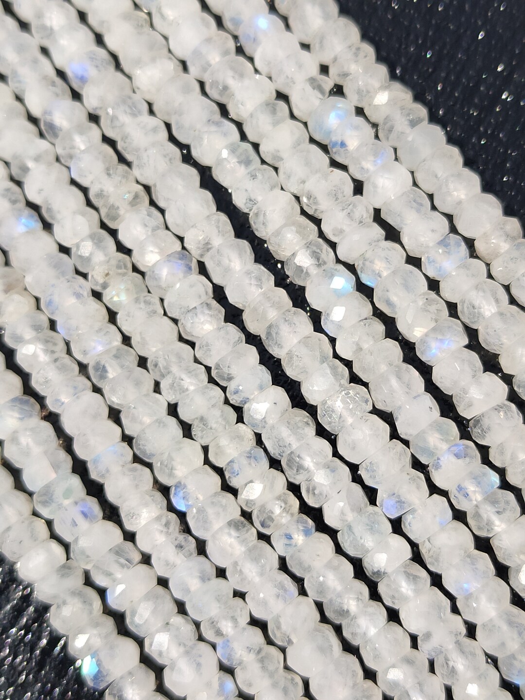 AAA Natural Rainbow Moonstone Faceted Rondelle Beads | Moonstone Beads ...
