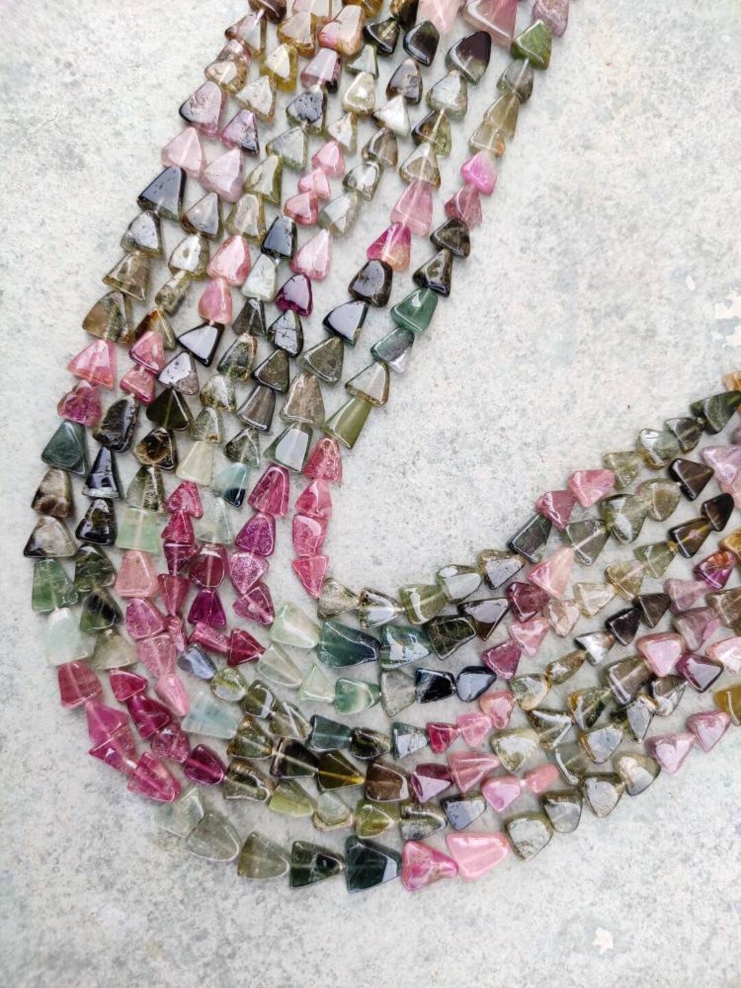 15 Inch Multi Tourmaline Smooth Triangle Shape Beads | Tourmaline ...