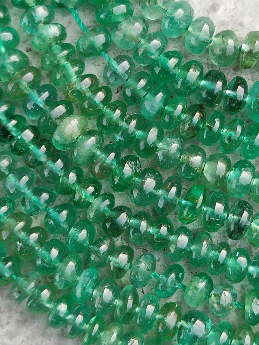 Natural Zambia Emerald Smooth Rondelle Beads | Emerald Plain Rondelle ...