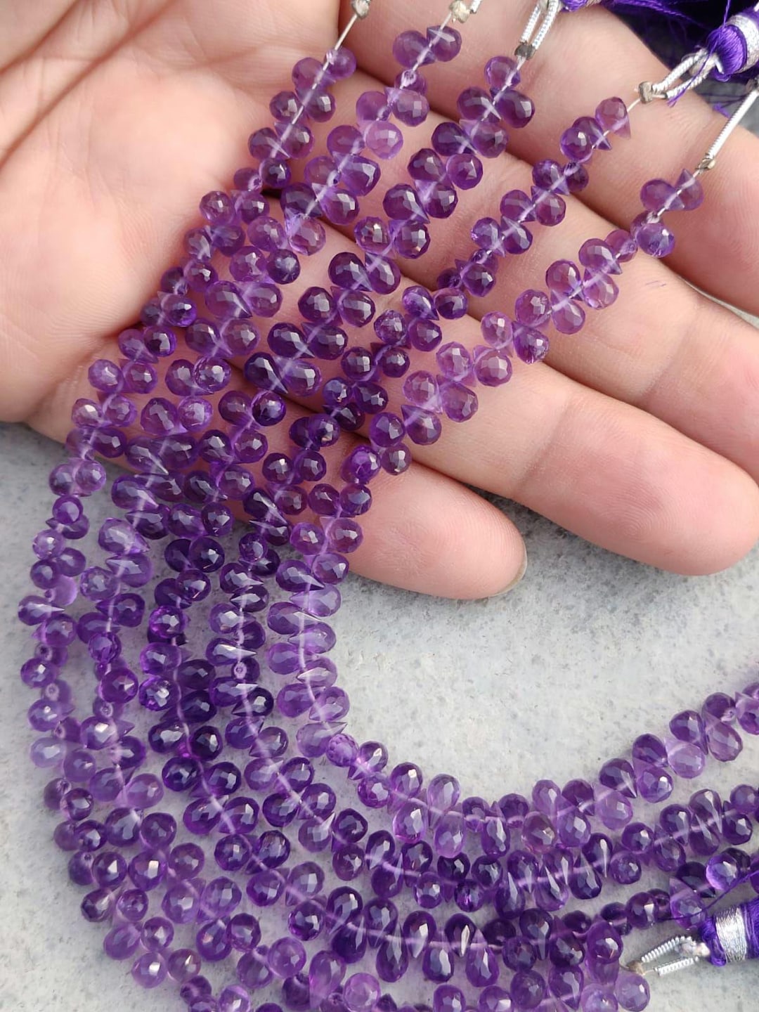 AAA African Amethyst Faceted Teardrop Beads | Amethyst Briolette ...