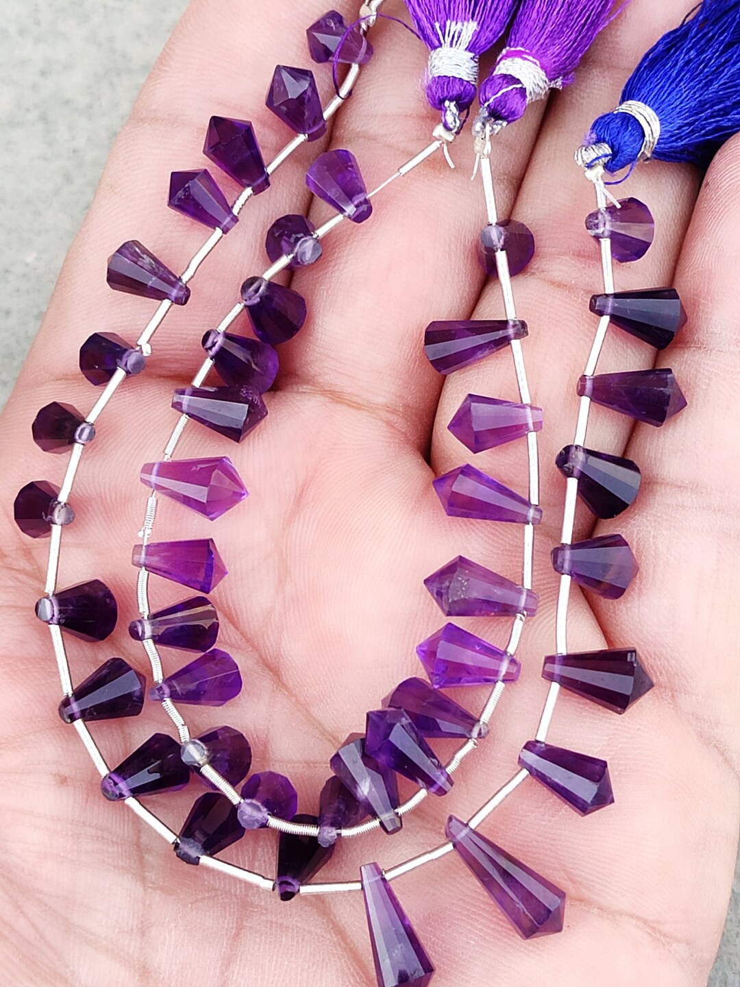 AAA Quality Natural Amethyst Softy Shape Faceted Gemstone Beads Purple ...
