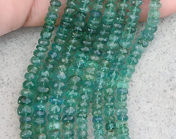 AAA Natural Zambian Emerald Faceted Rondelle Beads | Emerald Beads ...