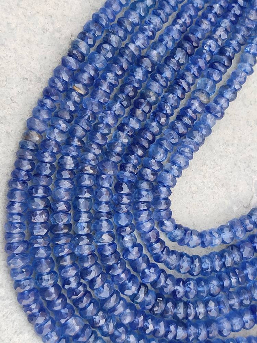 16"aaa+ Natural Kyanite Faceted Rondelle Beads | Kyanite Beads | 4-5.5 ...