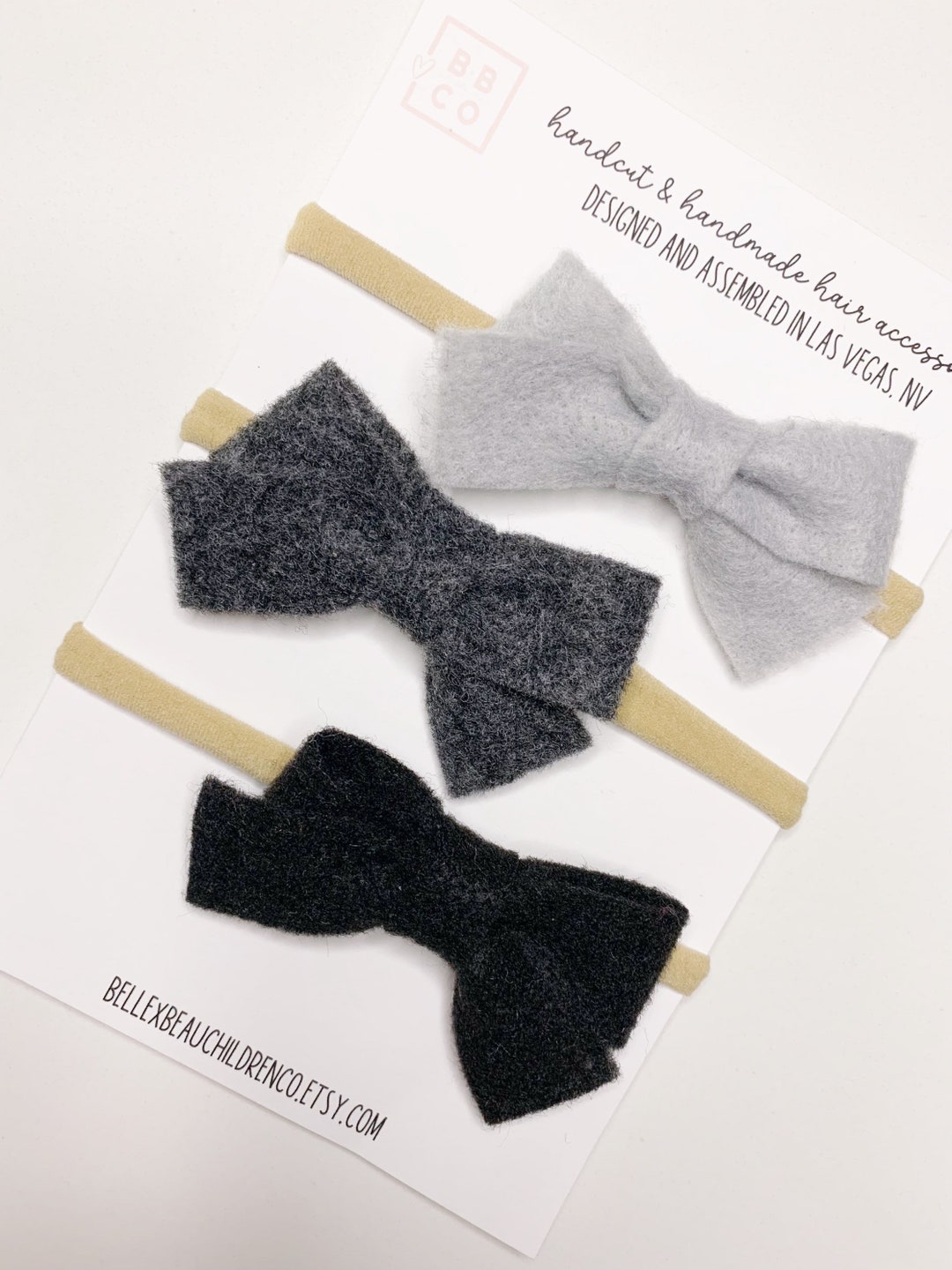 Minimalist Felt Hair Bows, Small Hair Bows, Small Bow Clips, Nylon ...