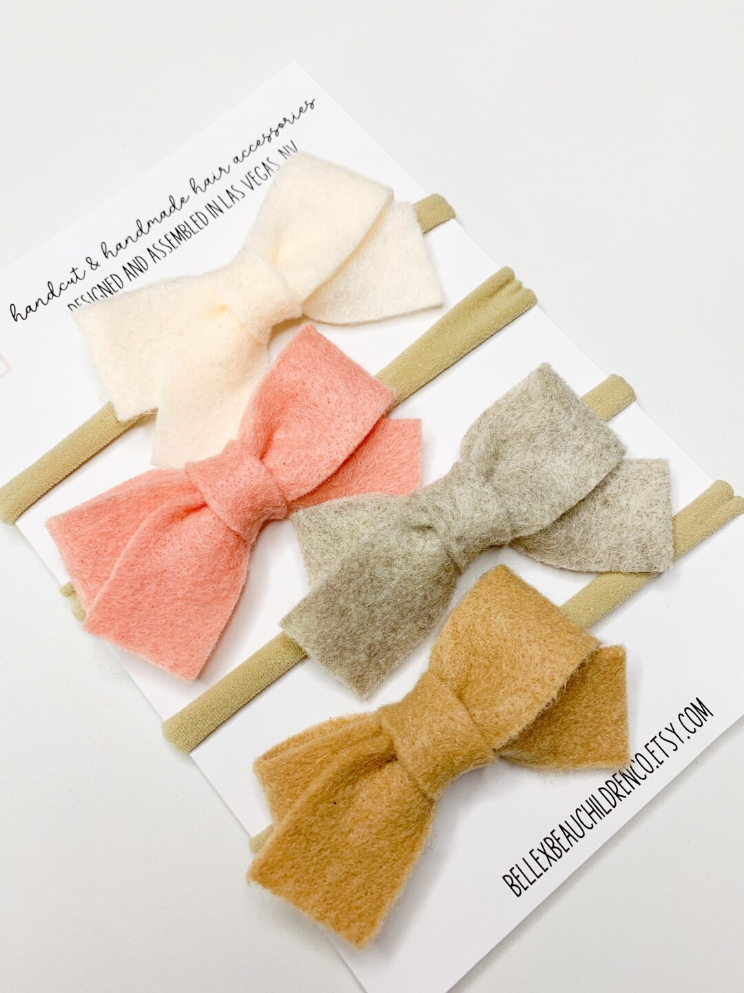 Minimalist Felt Hair Bows, Small Hair Bows, Small Bow Clips, Nylon ...