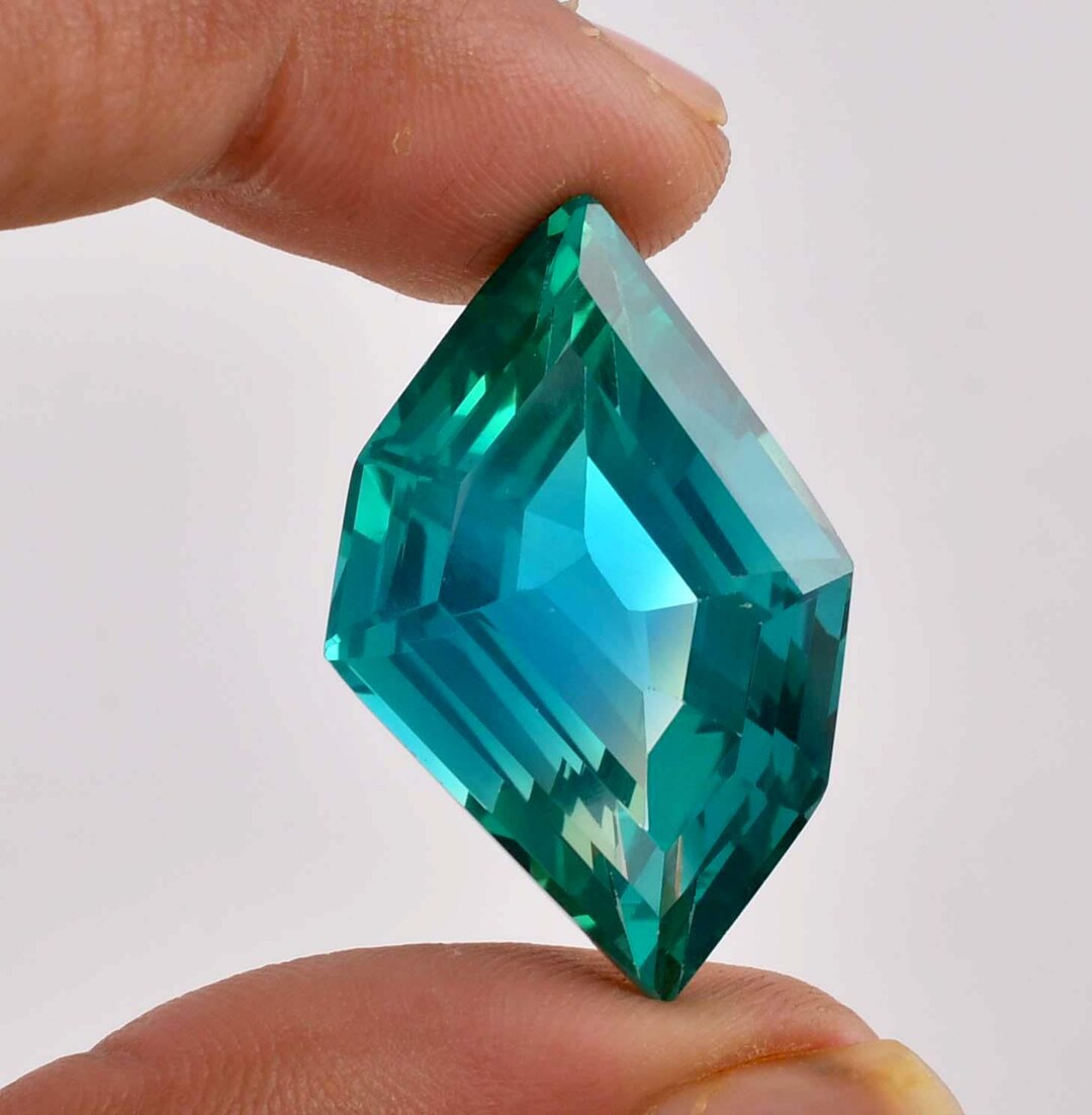 Aaa+flawless Blue Green Bi-color Ceylon Parti Sapphire Fancy Cut,use ...