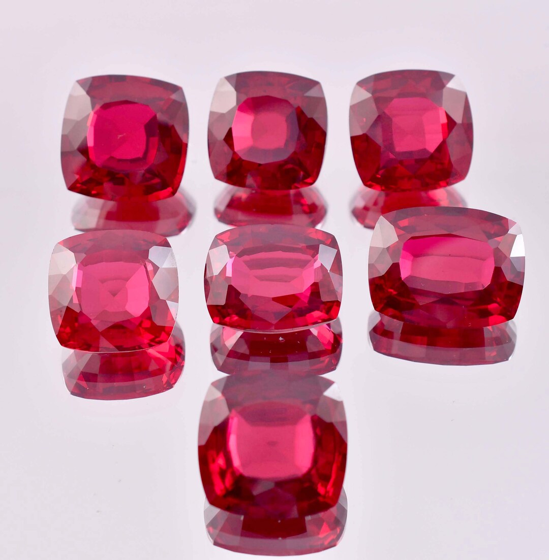 AAA+ 400 Ct ( 7 ) Pieces Very Rare Natural Red Painite Cushion Cut Lot ...