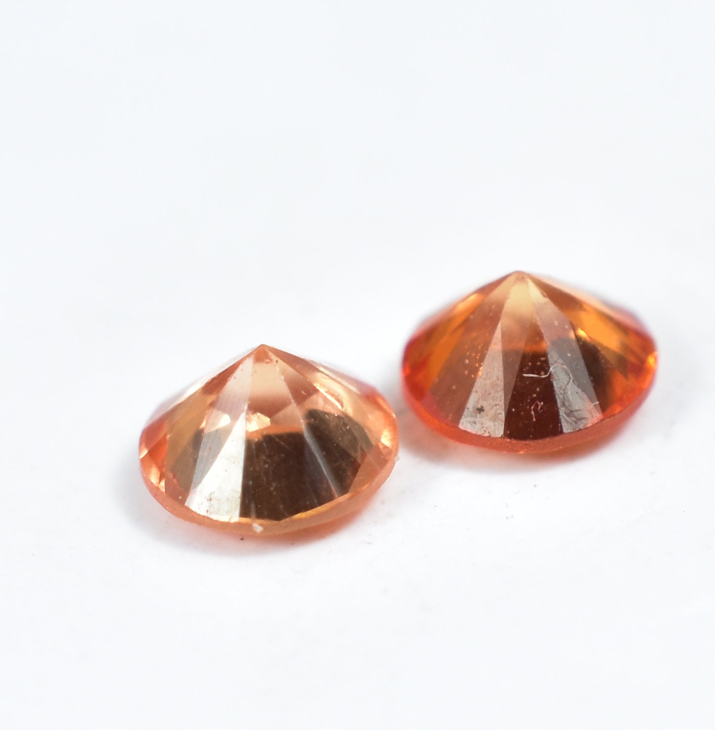 Ceylon Padparadscha Sapphire A Perfect Round Cut Pair AAA - Etsy