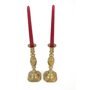Rare Pair of Antique Diamond Princess Candlesticks in Solid Brass Made ...