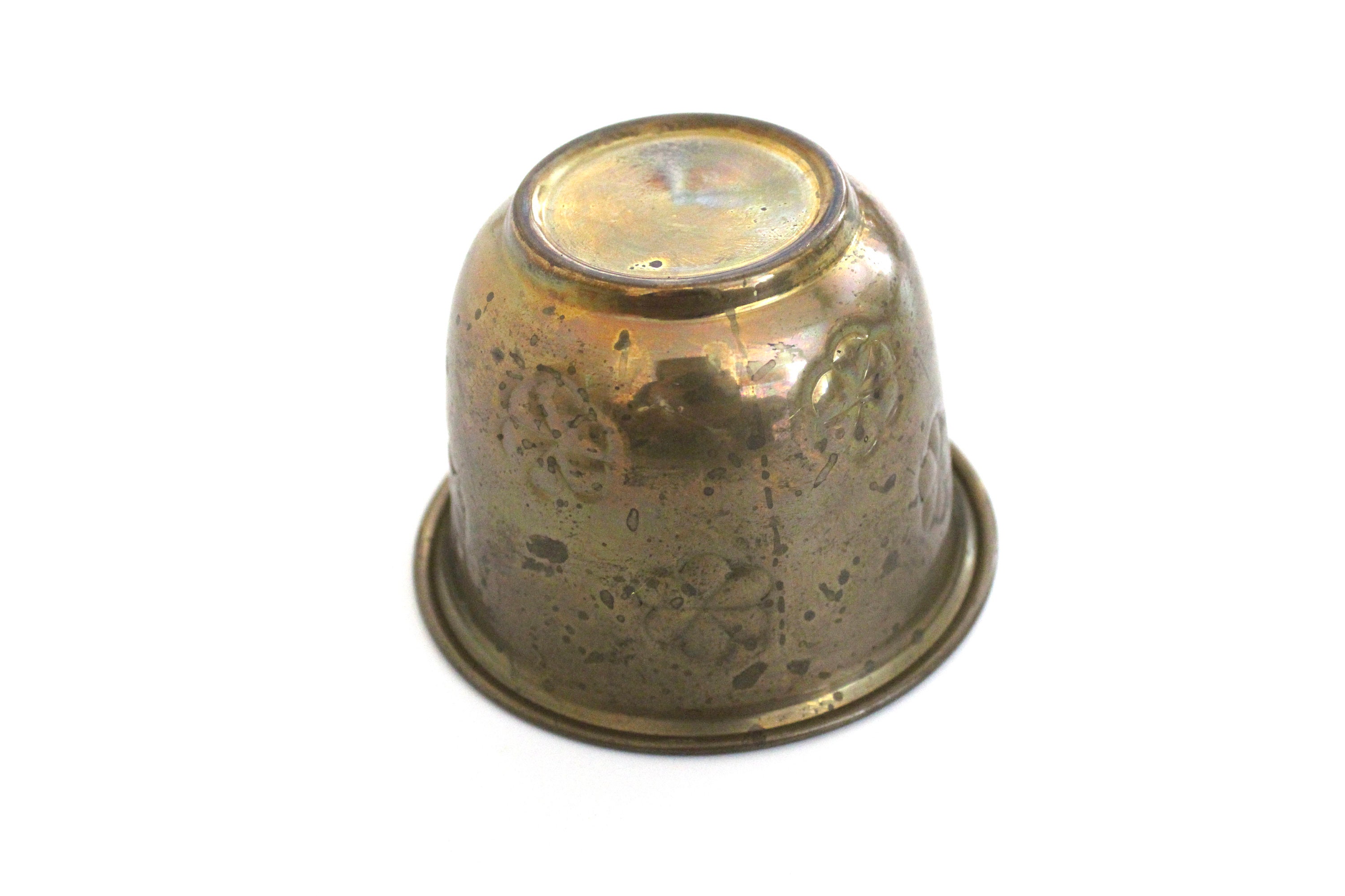 Charming Small Vintage Brass Plant Pot With Decorative Embossed ...