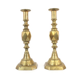 Rare Pair of Antique Diamond Princess Candlesticks in Solid Brass Made ...