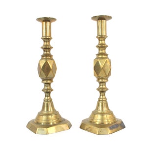 Rare Pair of Antique Diamond Princess Candlesticks in Solid Brass Made ...