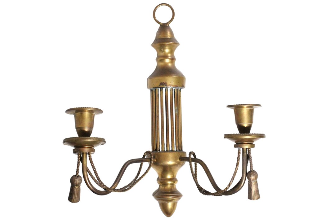 Fabulous Vintage Two-arm Brass Candle Holder Sconce With Elegant Design ...