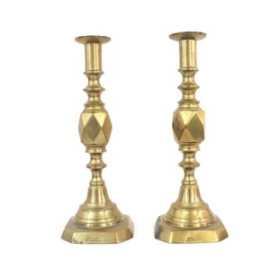 Rare Pair of Antique Diamond Princess Candlesticks in Solid Brass Made ...