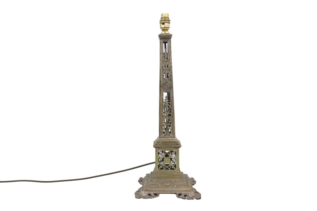 Rare Tall Victorian Brass Lamp With Exquisite Openwork Decorative ...