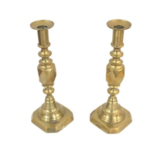 Rare Pair of Antique Diamond Princess Candlesticks in Solid Brass Made ...