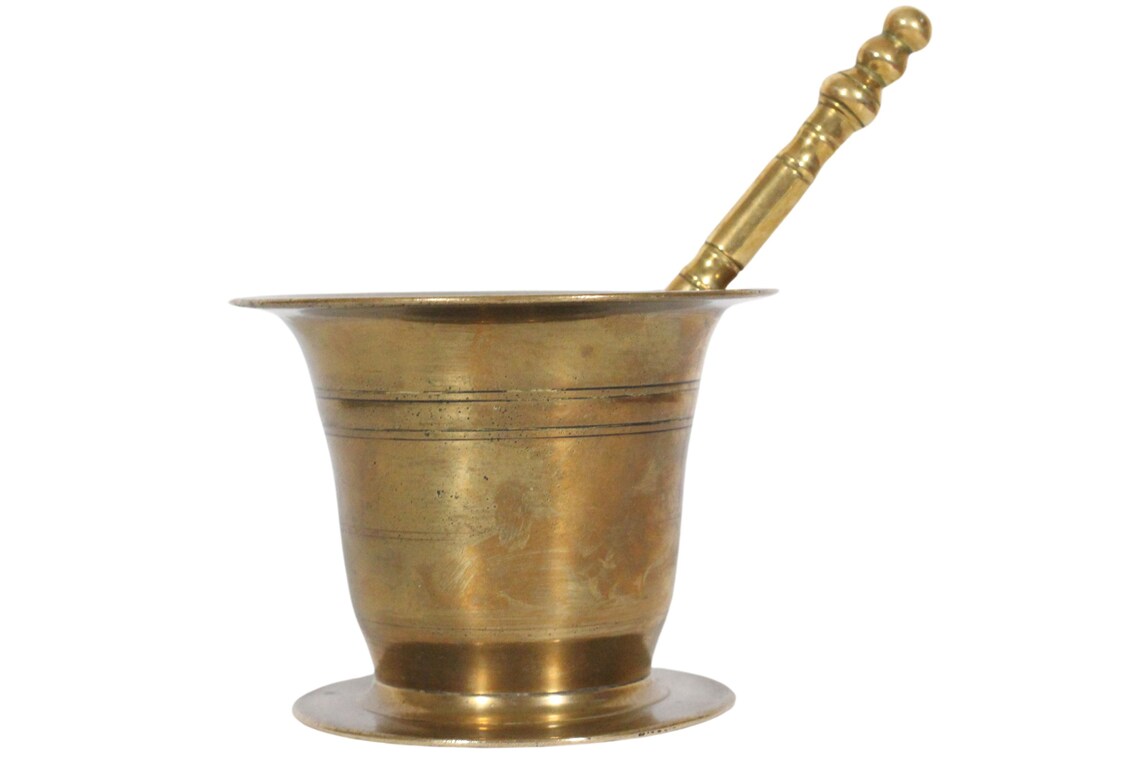 Genuine Antique Victorian Pestle and Mortar in Solid Brass With ...