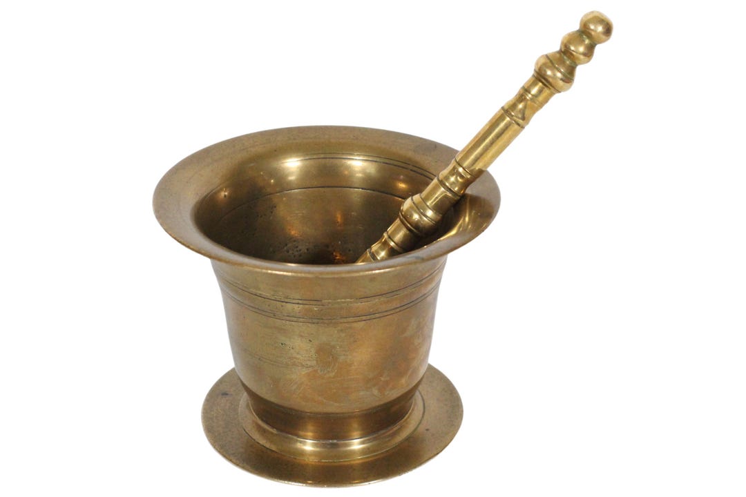 Genuine Antique Victorian Pestle and Mortar in Solid Brass With ...