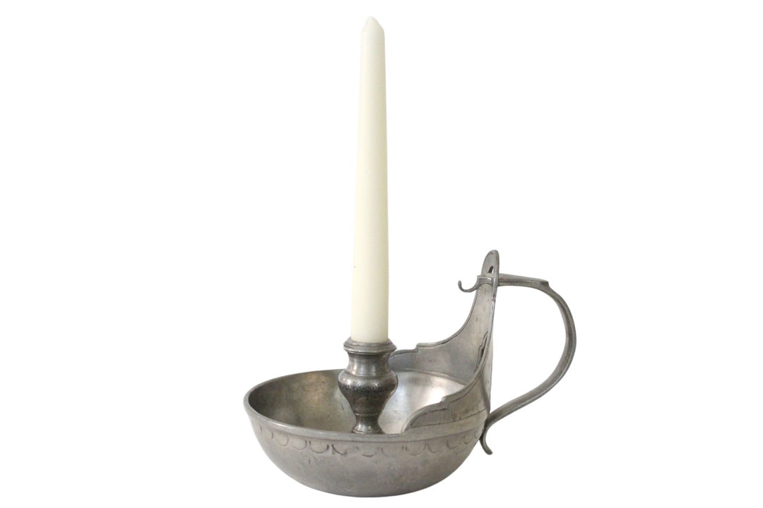 Rare Vintage Pewter Chamberstick With Elegant Handle, Made in Italy ...