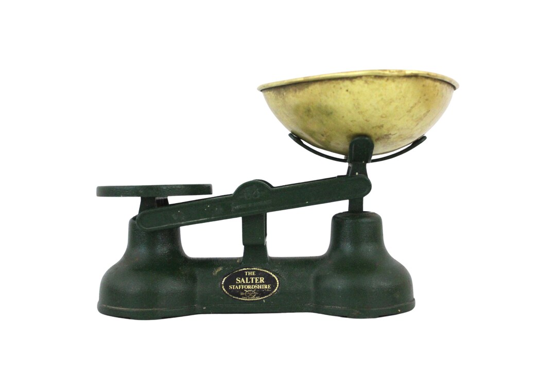 Traditional Vintage Kitchen Scales by Salter in Green Metal With Brass ...
