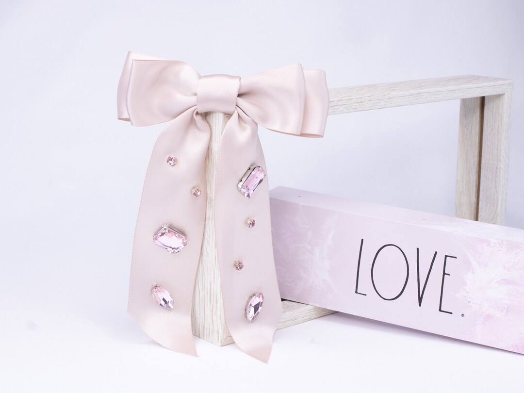 Satin Ribbon Hair Bow With Shinning Crystal Hair Bow Clip Hair Bow for ...