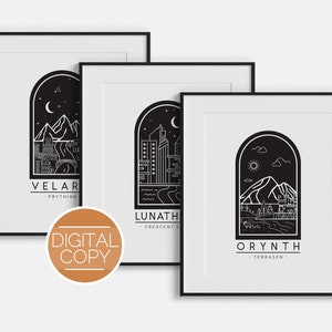 Velaris Lunathion and Orynth Travel Poster Digital Print Bundle ...