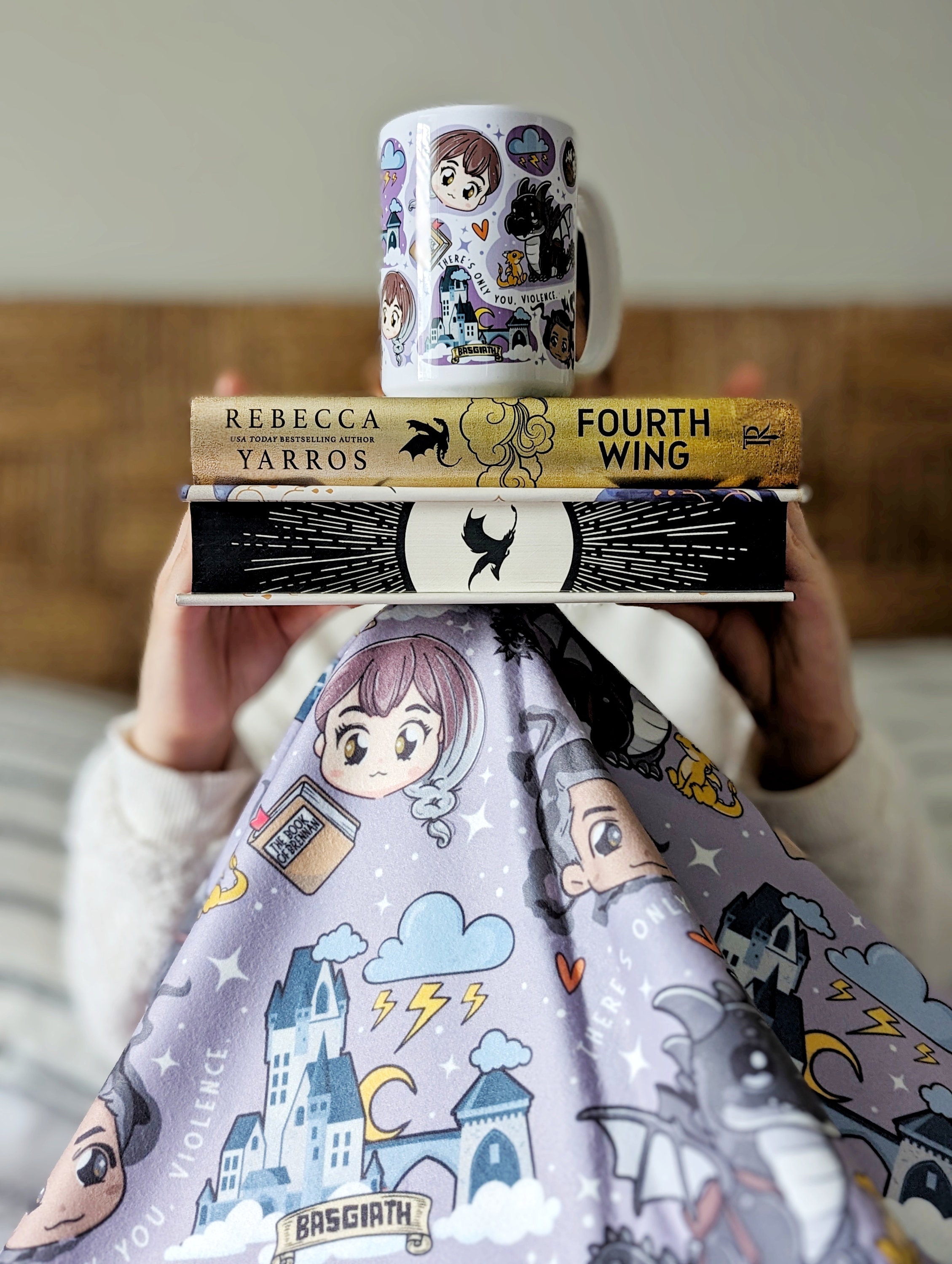 Fourth Wing Chibi Sherpa Fleece Blanket | OFFICIALLY LICENSED | Rebecca ...